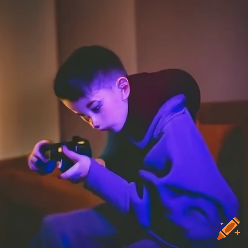 Sad boy watching friend play video games on Craiyon