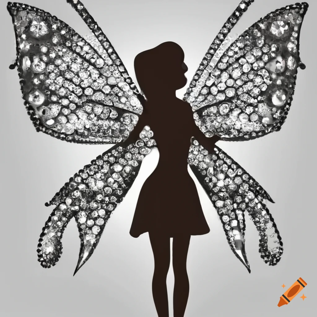 Silhouette of a tooth fairy with bling on Craiyon