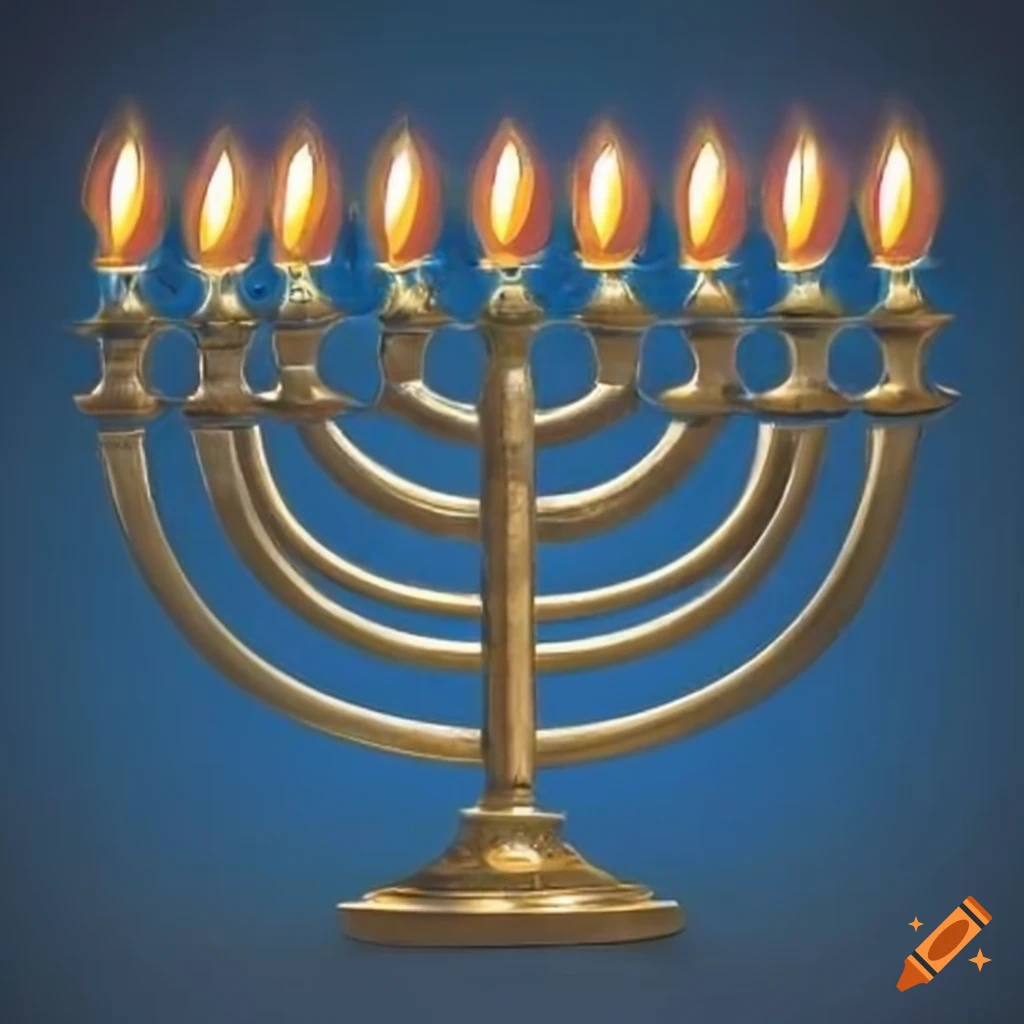 Menorah with torah scroll on Craiyon