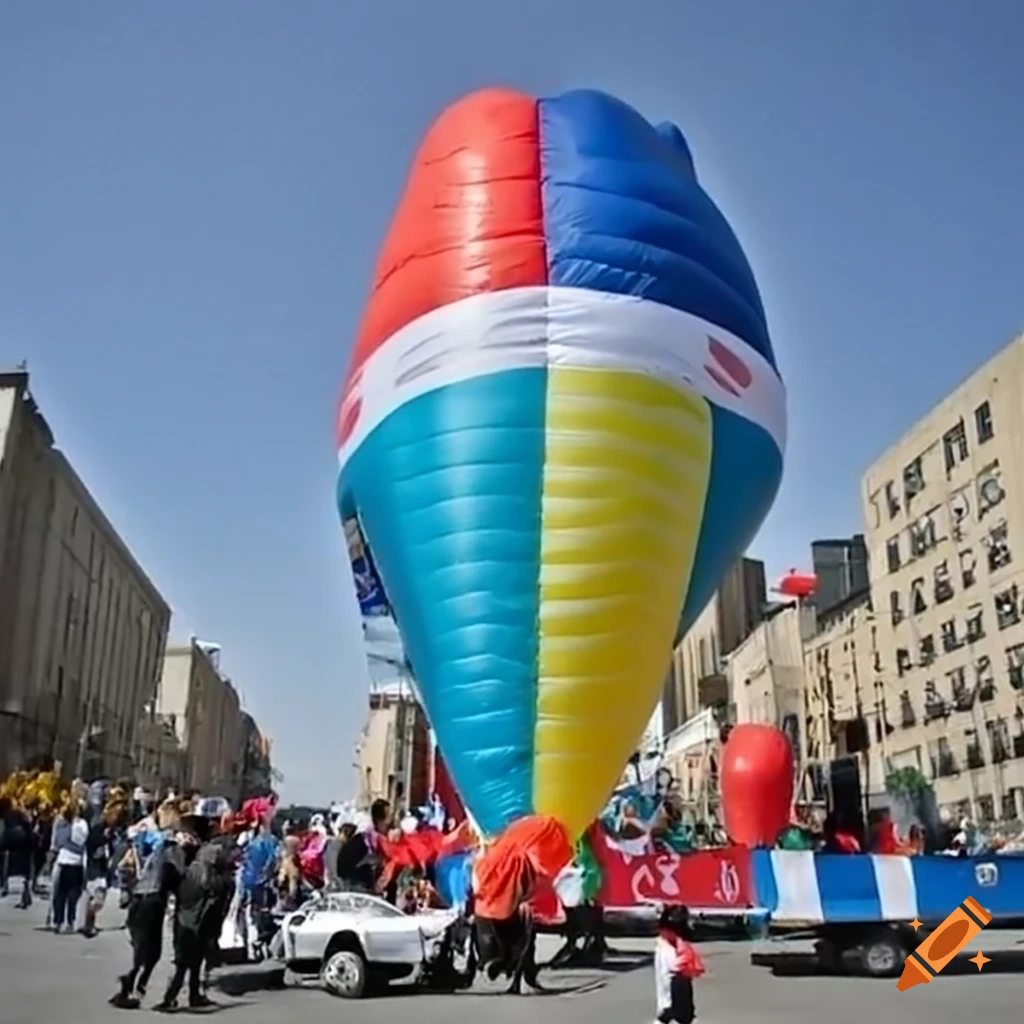Giant inflatable balloon in urban street setting on Craiyon