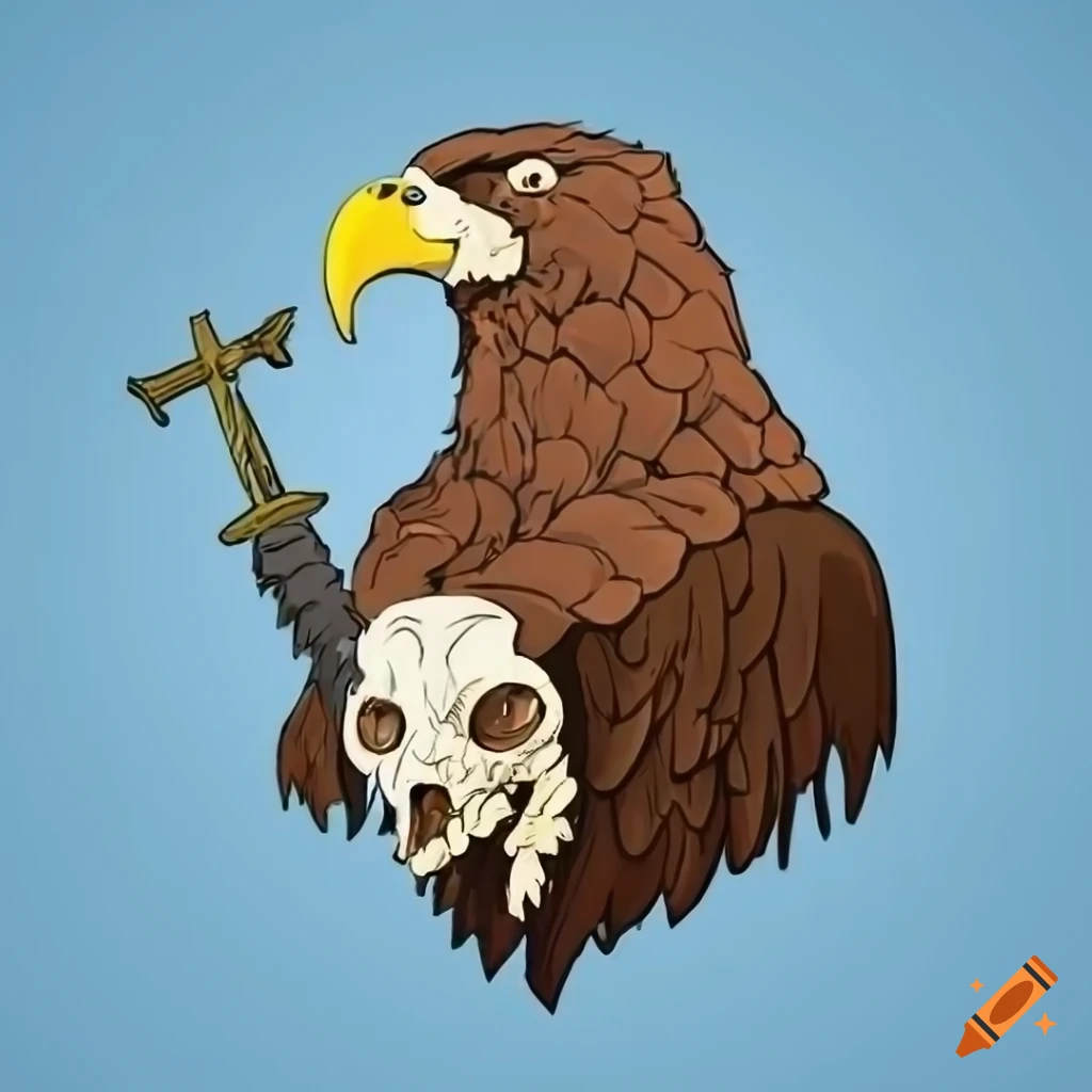 Cartoon justice eagle with bison skull in a unique aesthetic on Craiyon