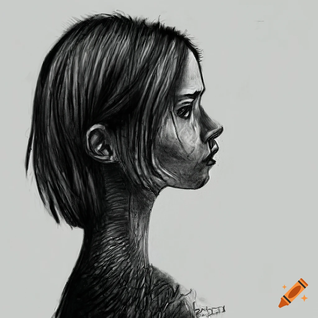 Lonely person sketch in black and white by pencil on Craiyon