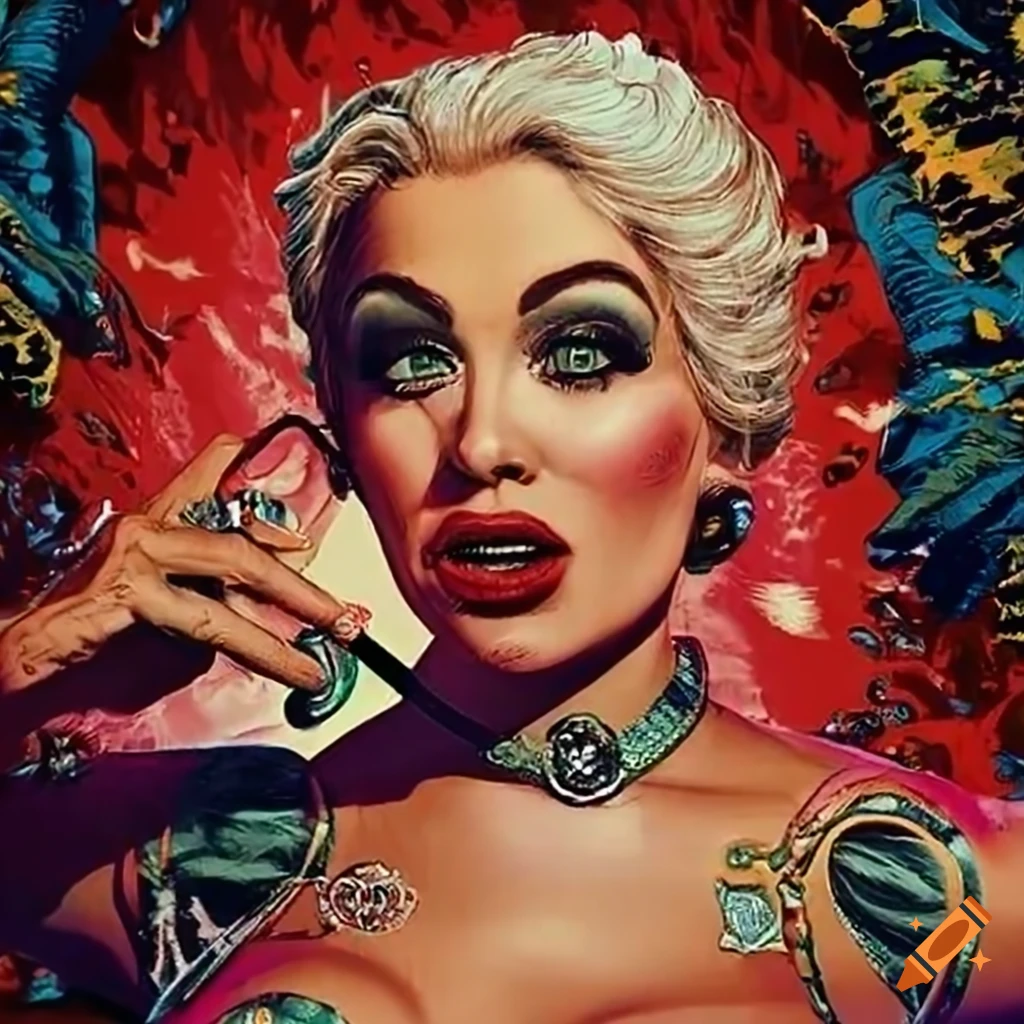 Vintage pinup glamour with artistic details and vivid colors on Craiyon