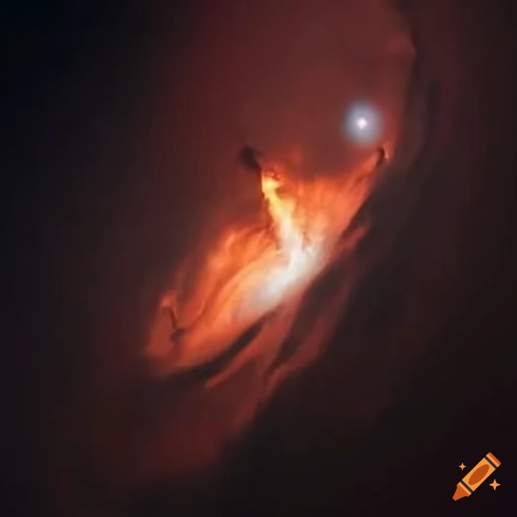 Attack ships on fire, orion's shoulder in the distance on Craiyon