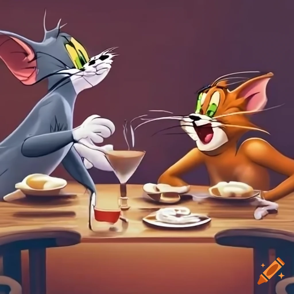 Tom and jerry working in a restaurant on Craiyon