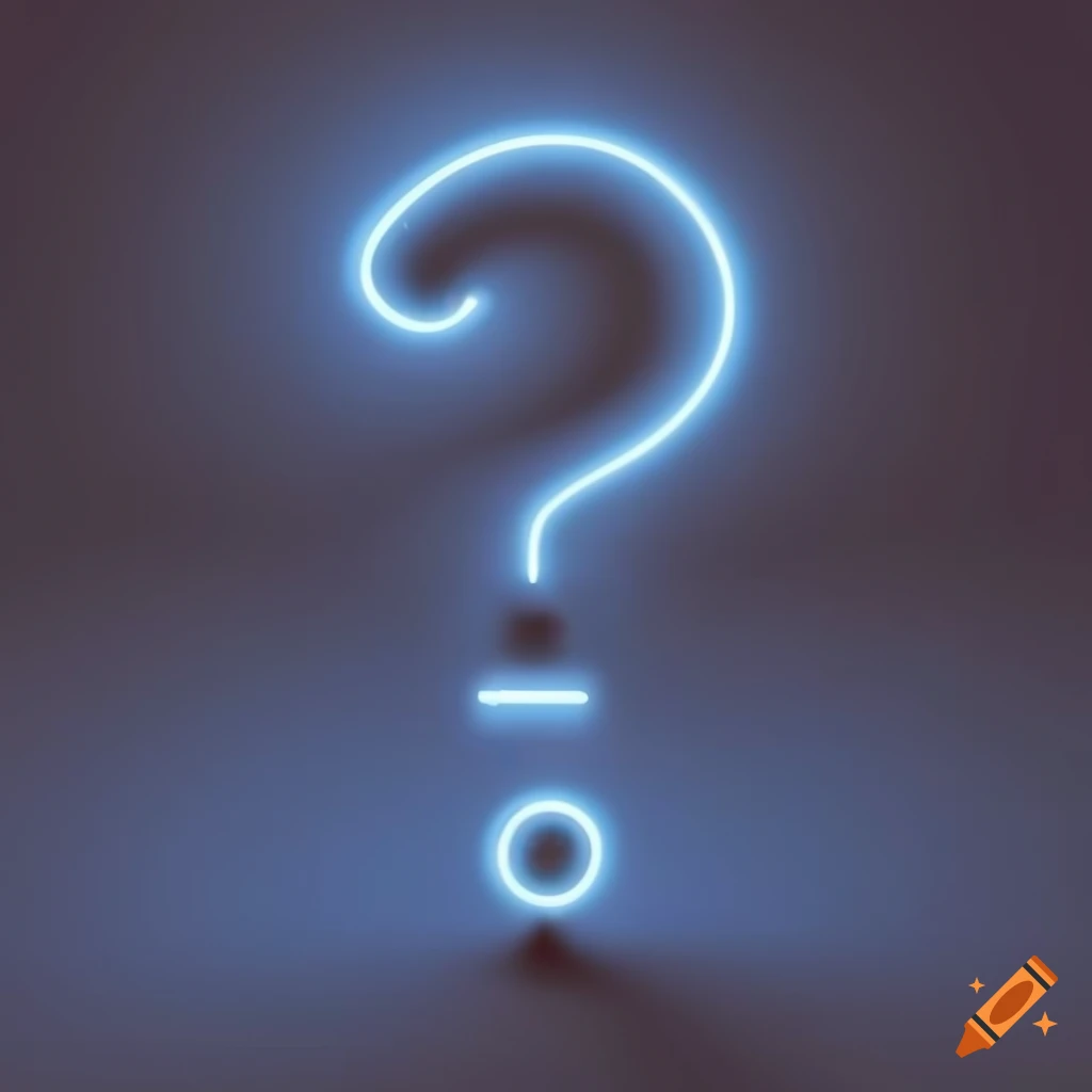 White neon question mark on dark background on Craiyon
