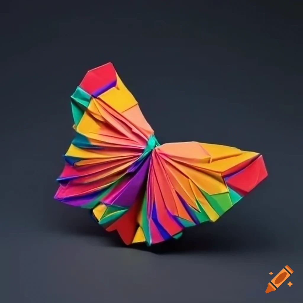 Multi-colored butterfly in origami style on Craiyon