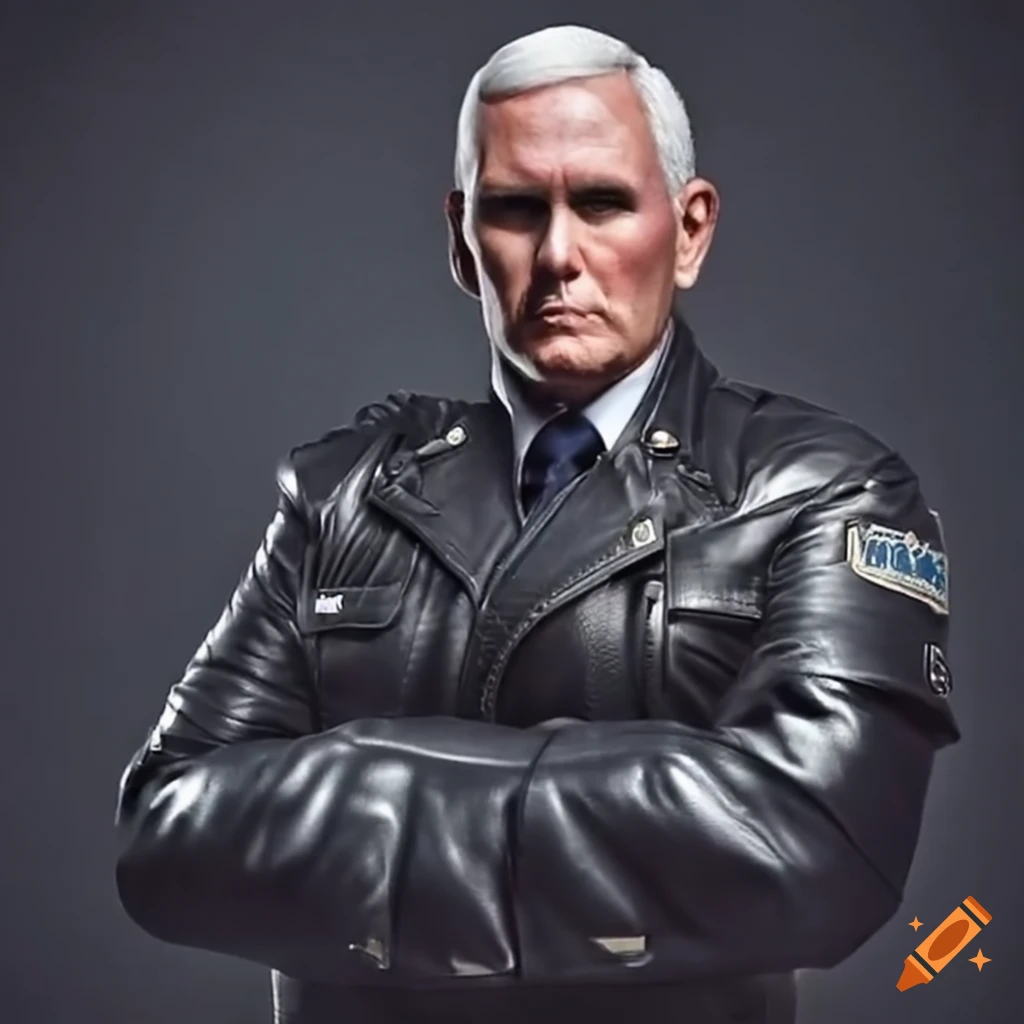 Mike pence in leather biker gear on Craiyon