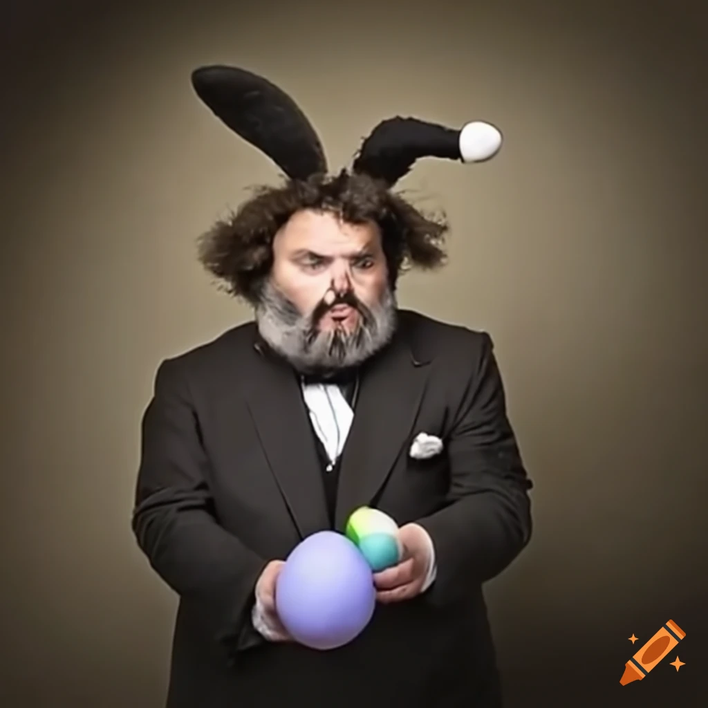 Jack Black as Easter bunny juggling on Craiyon