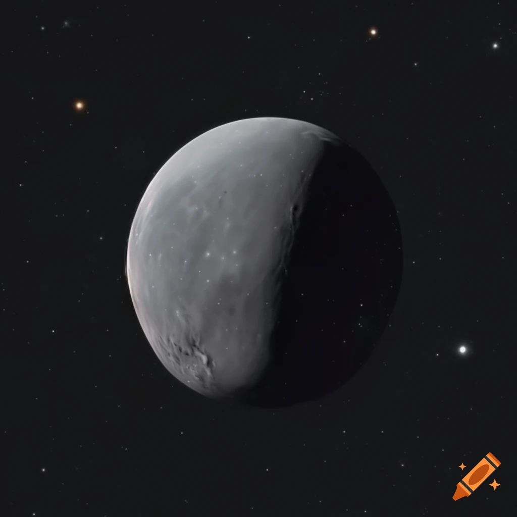 Dwarf planet with asteroid moon orbiting a distant k-type star on Craiyon