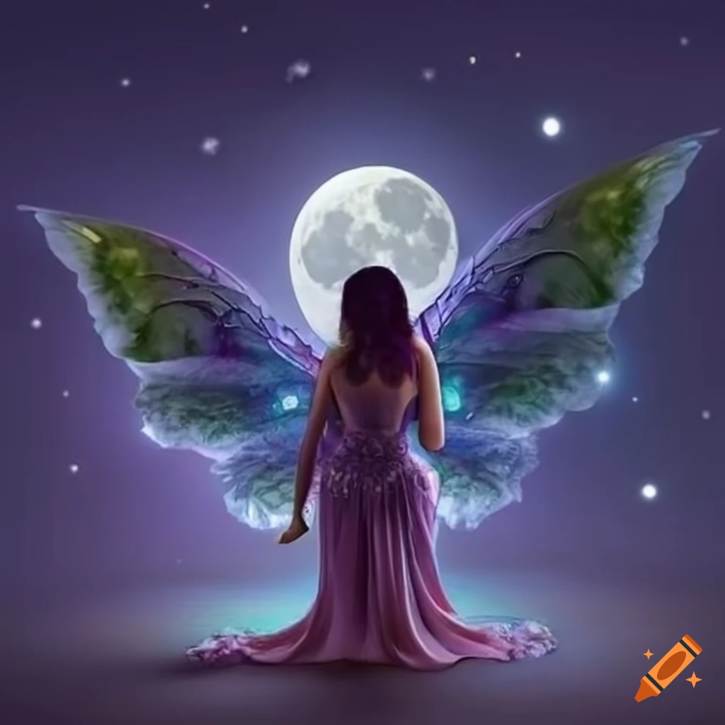 Fairy under a full moon on Craiyon