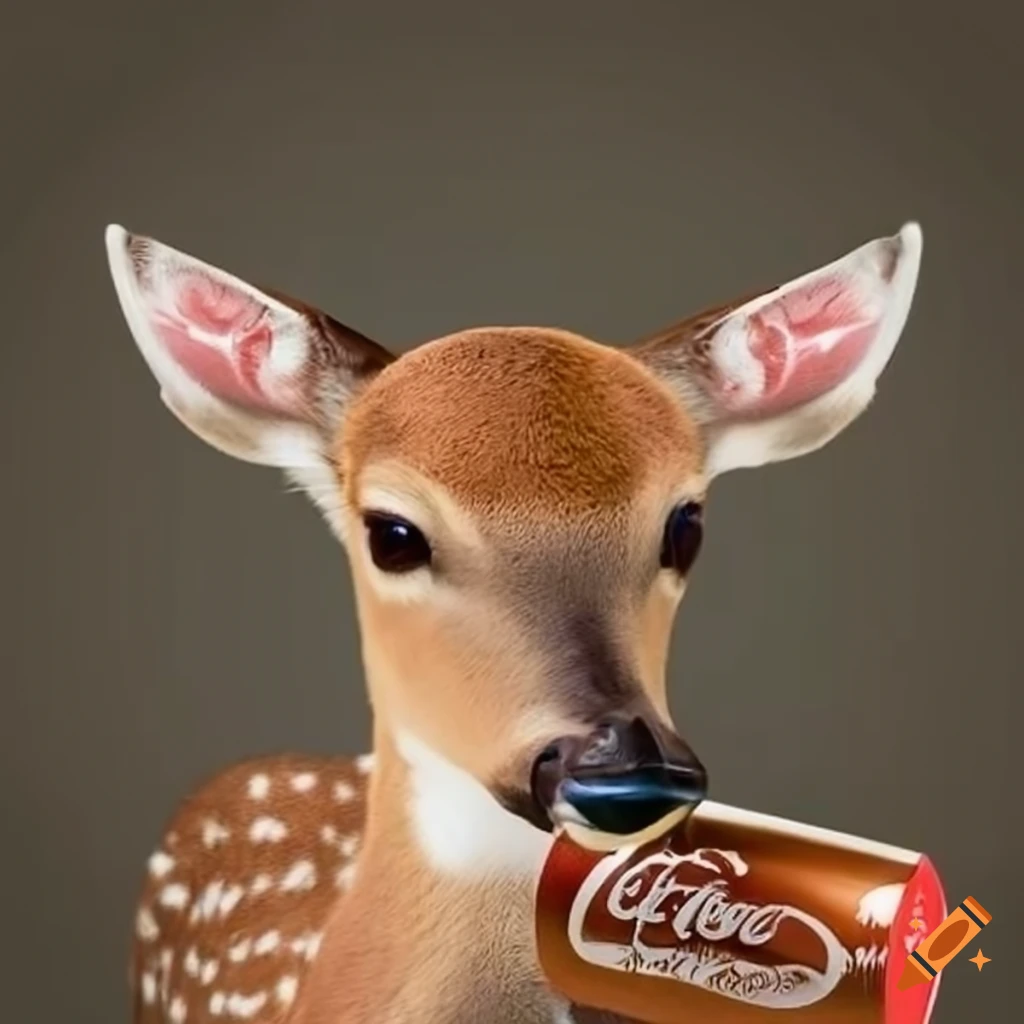 Deer fawn drinking a soda on Craiyon