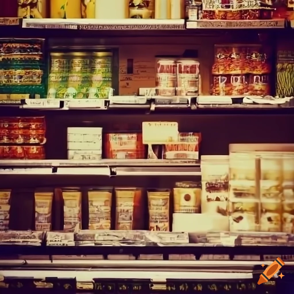 Vintage grocery store aisle in high definition 4k resolution on Craiyon