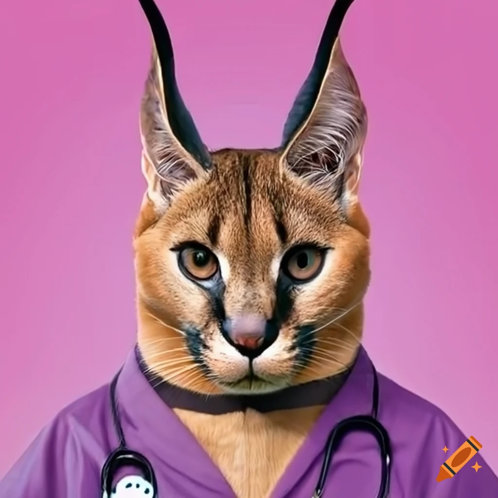 Floppa cat dressed as a doctor on Craiyon