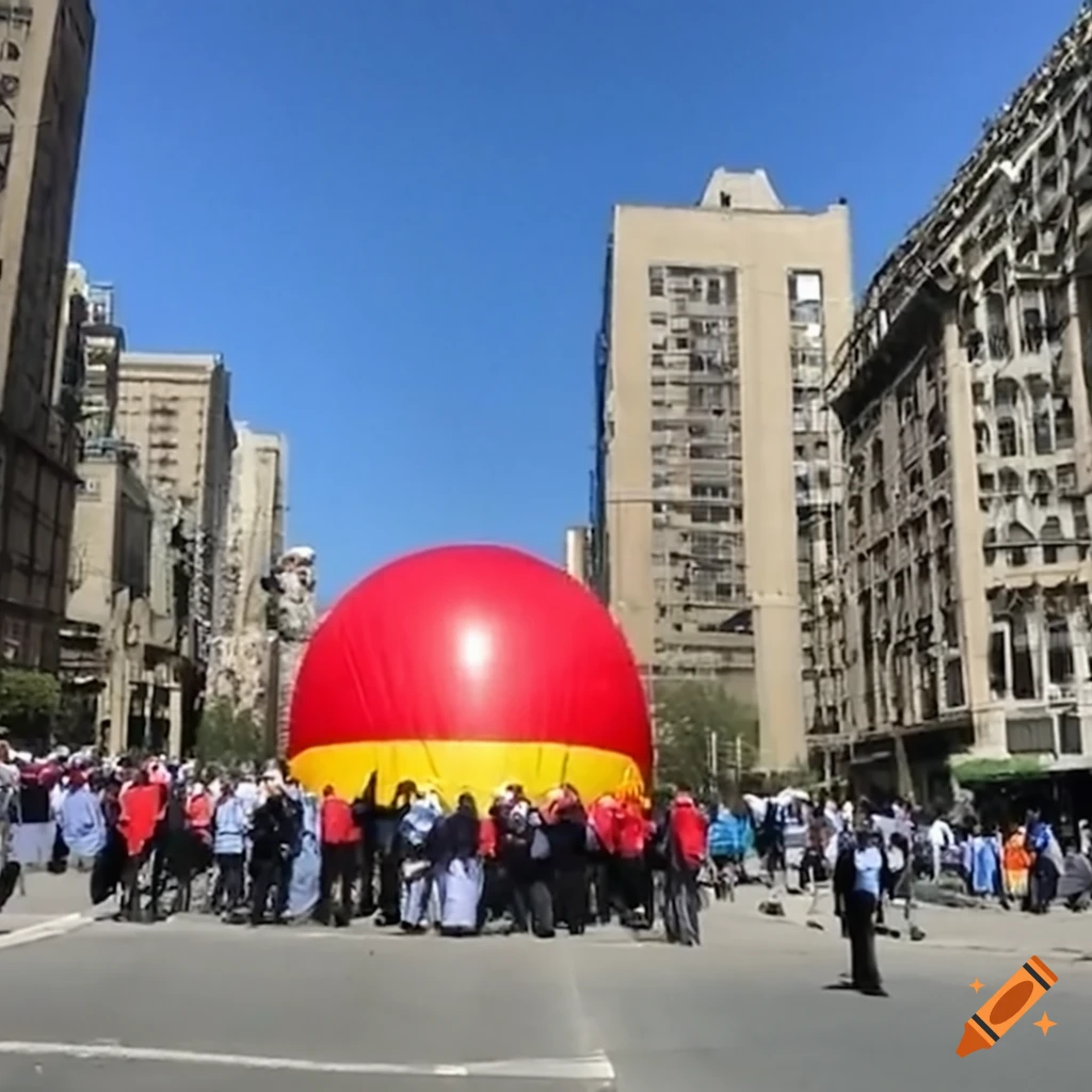 Giant inflatable balloon in urban street setting on Craiyon