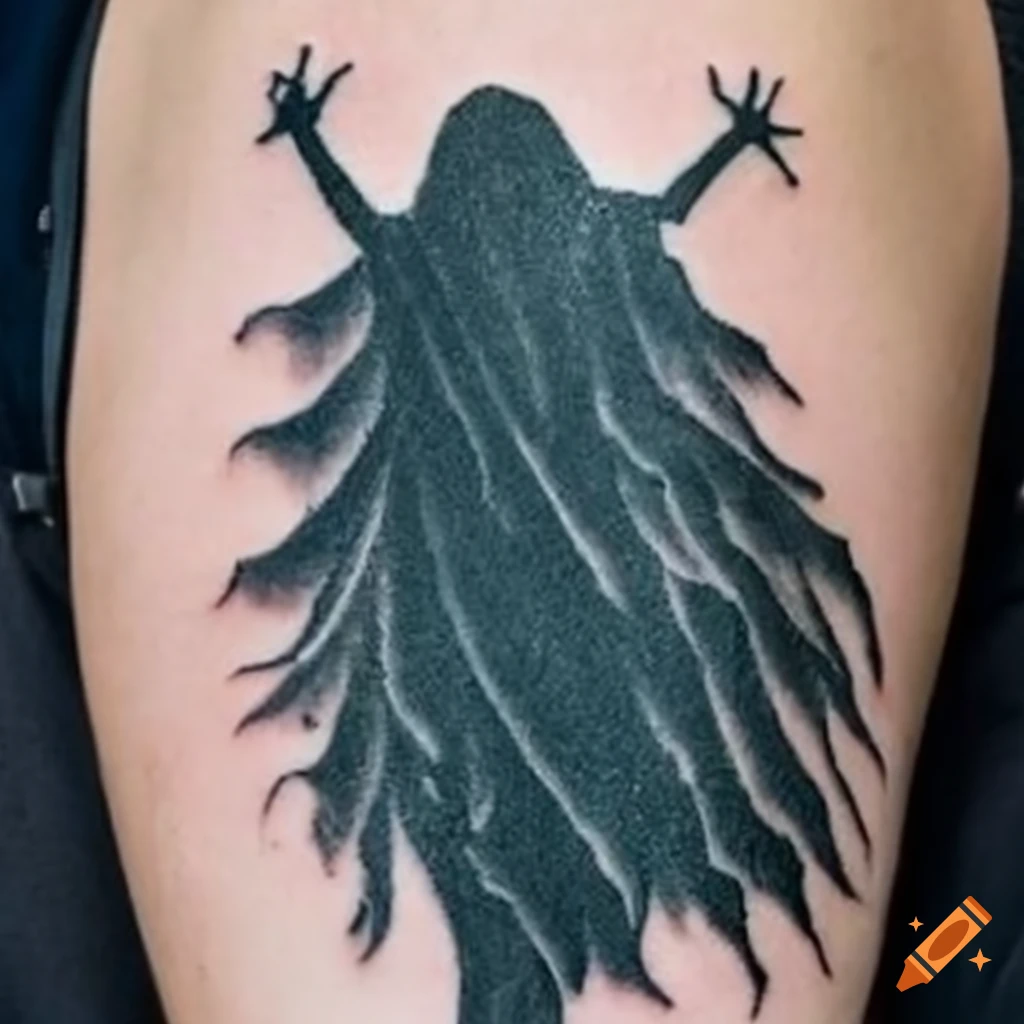 Tattoo of a dementor on the back on Craiyon