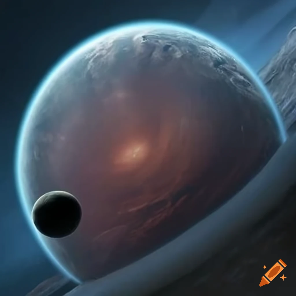 View of an alien planet from orbit on Craiyon