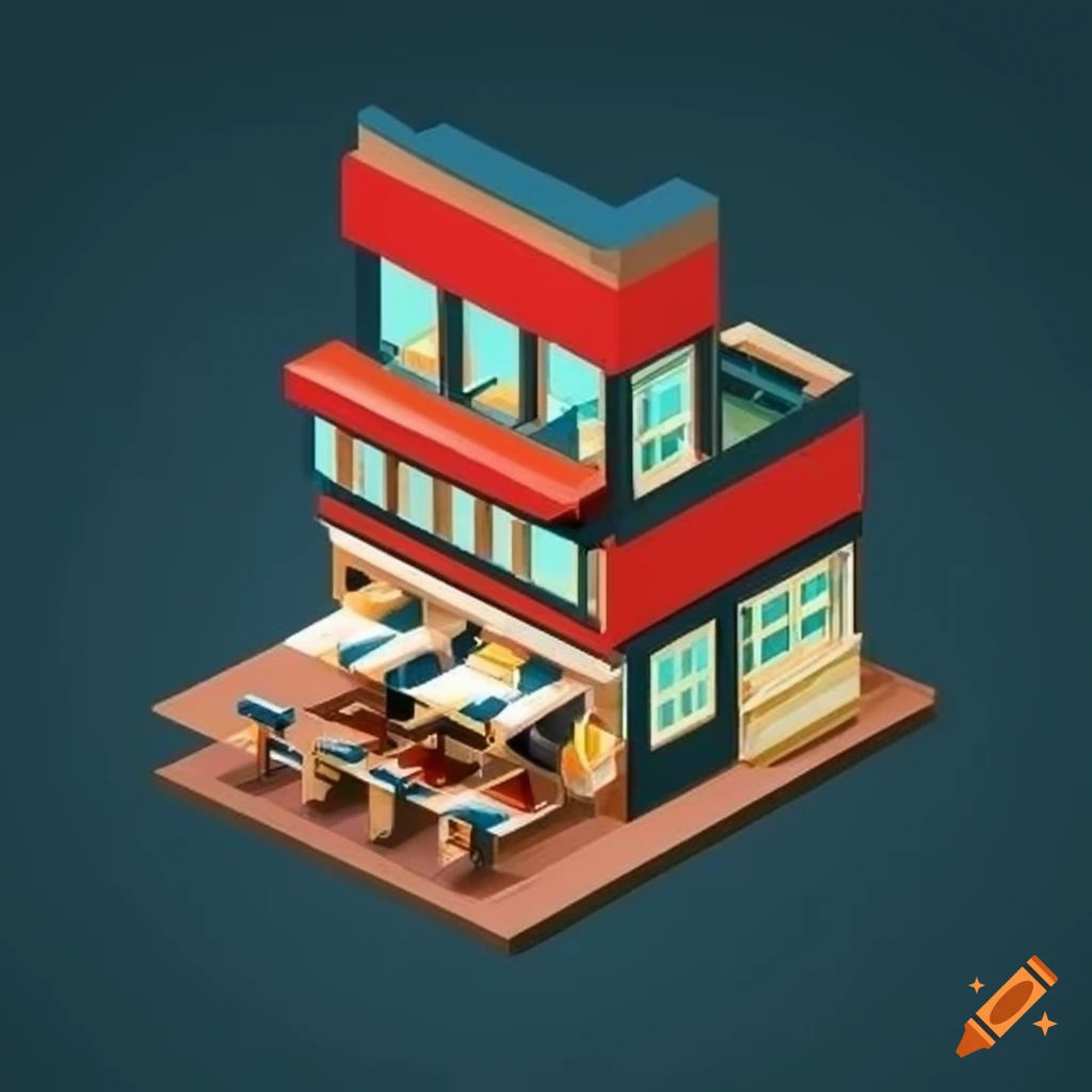 Isometric restaurant building on Craiyon