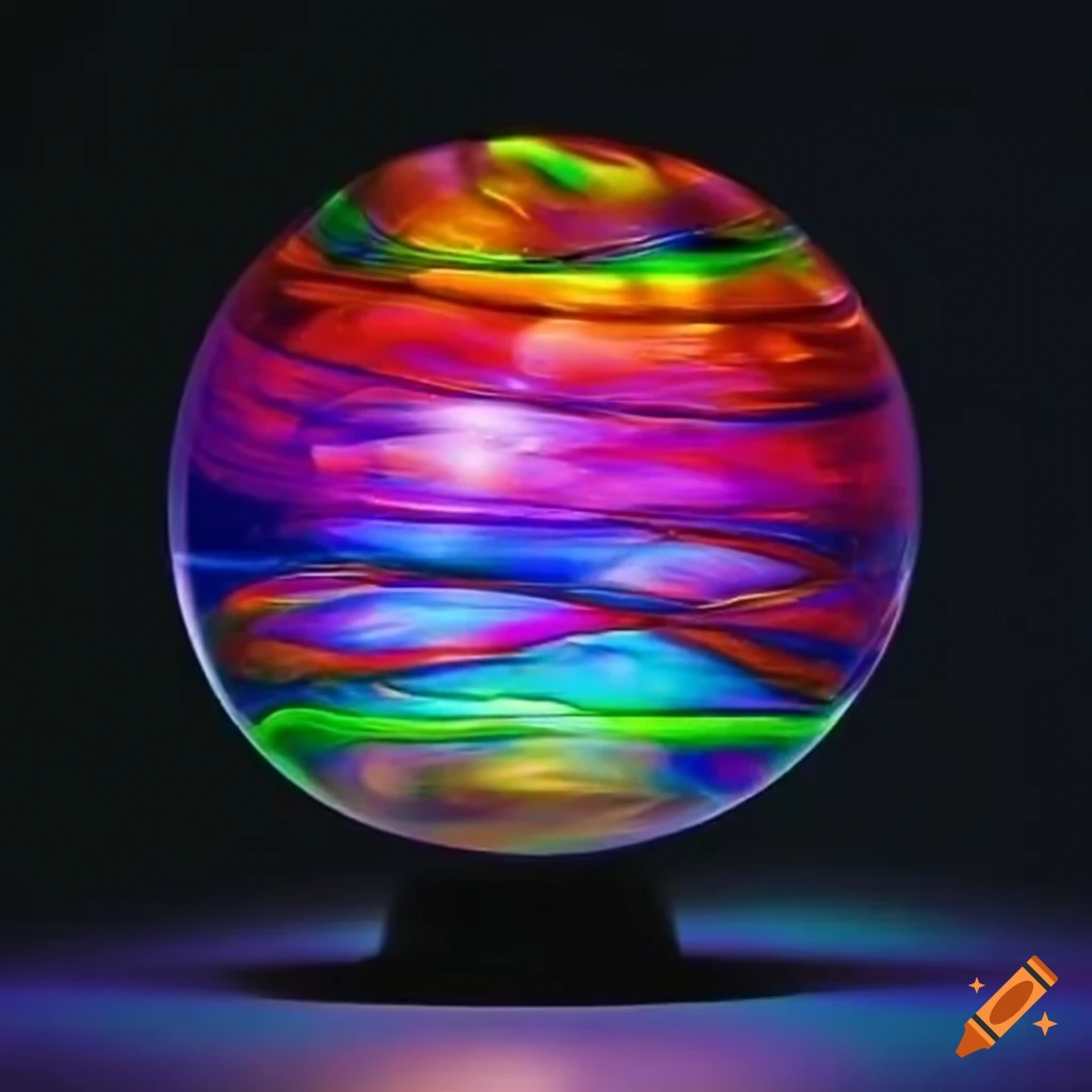 Multicolor electric charge flowing in glass globe on Craiyon