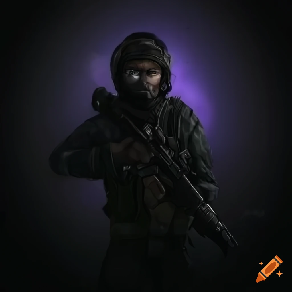 Call of duty character with celestial themed background for discord profile picture on Craiyon