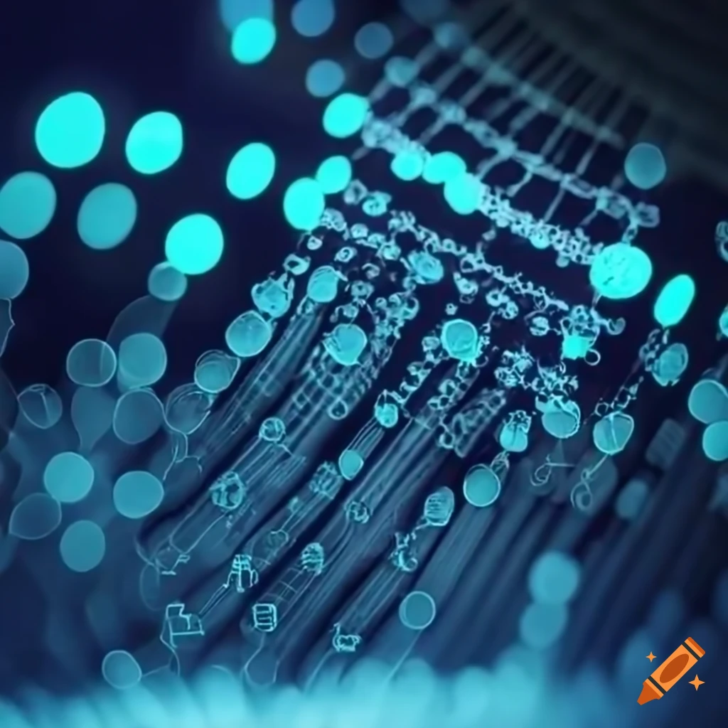 Endless room filled with digital data connected with strings on Craiyon