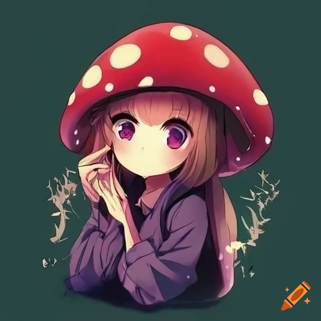 Cute anime mushroom poison character on Craiyon