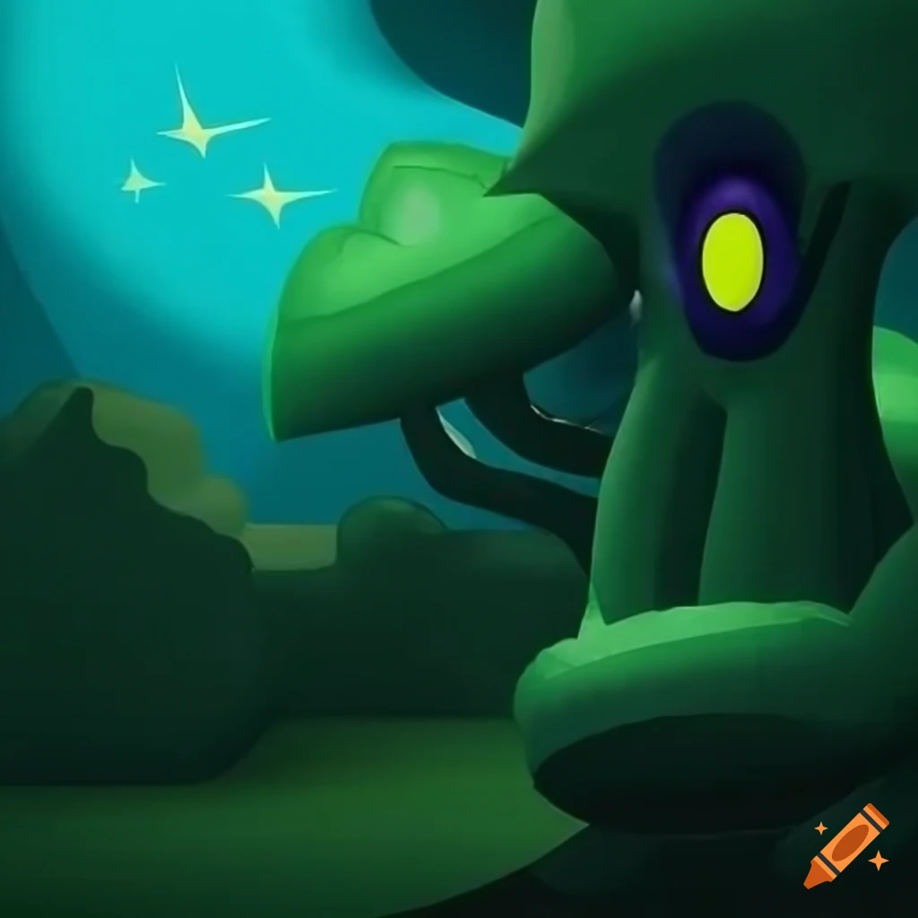 Cartoon dark forest with inflatable trees on Craiyon