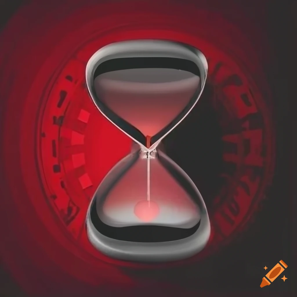 Grunge-style 2 minute timer clock on bold black and red pattern ...