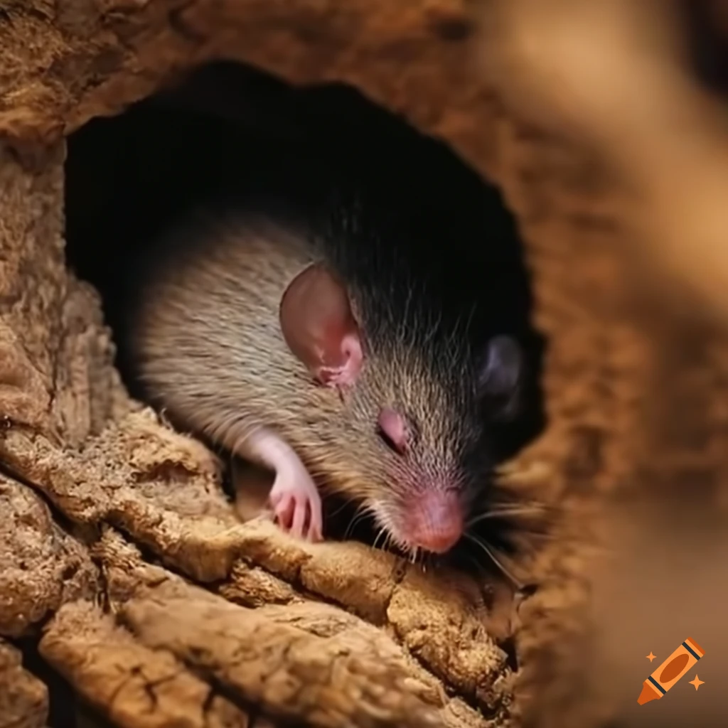 Mouse sleeping in a cozy den underground on Craiyon