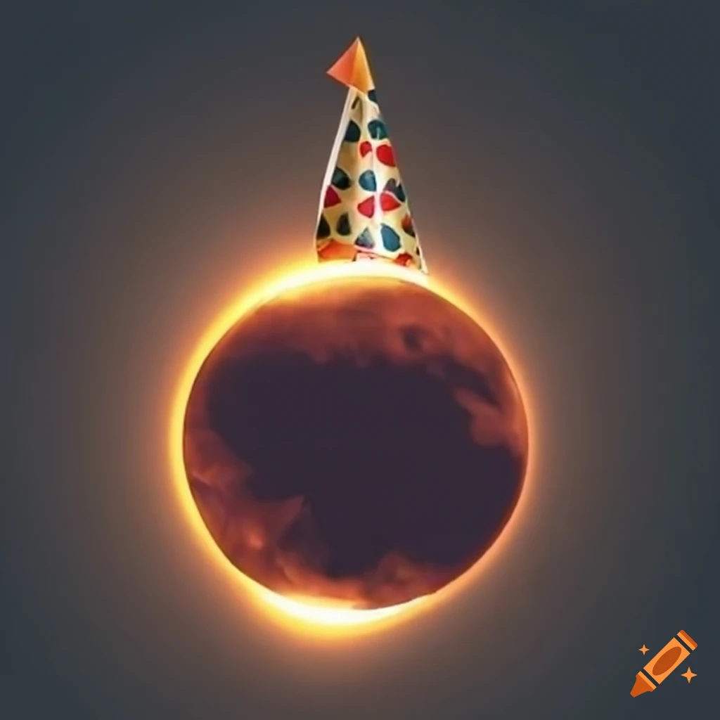 Solar eclipse with a party hat on Craiyon