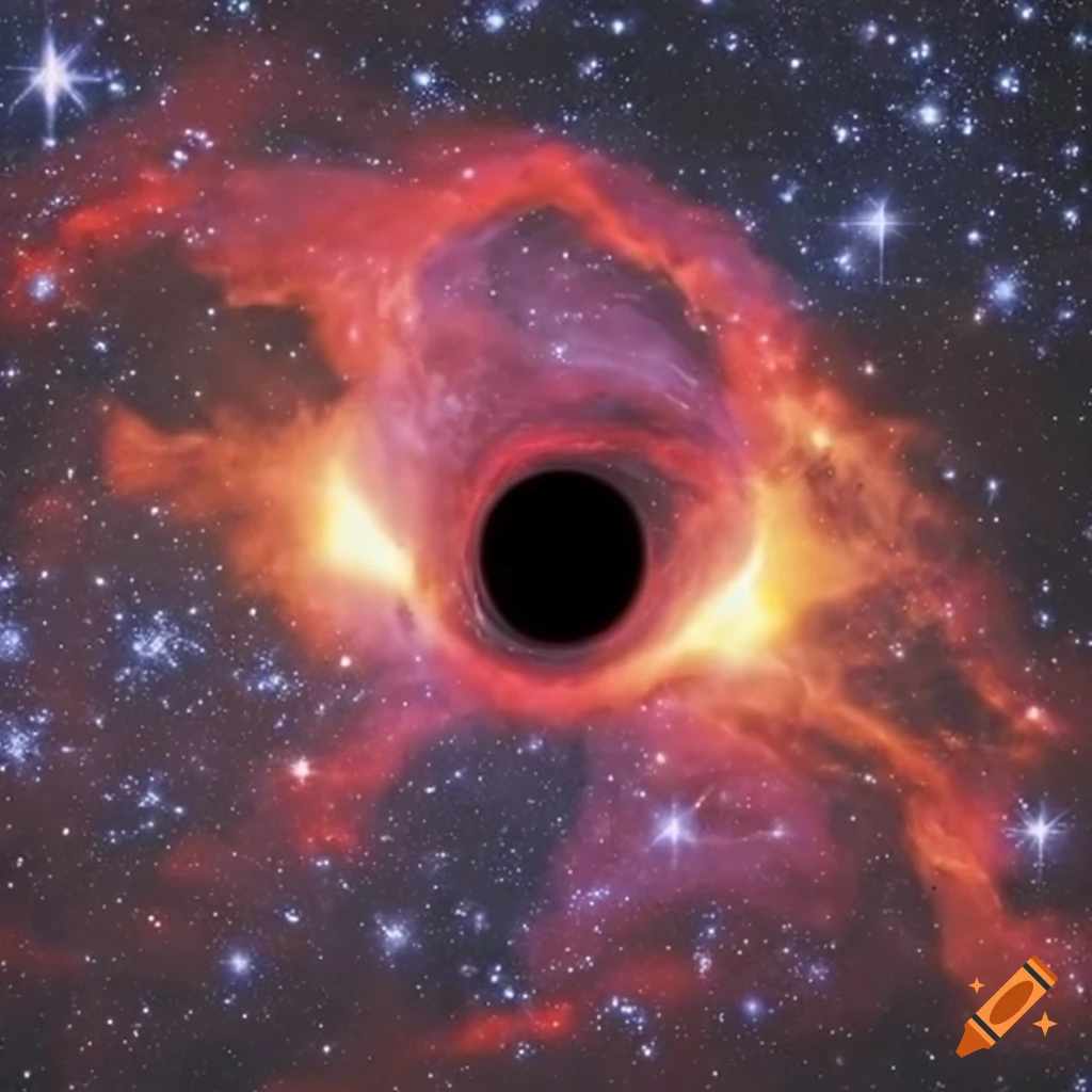 Supernova and black hole in outer space on Craiyon