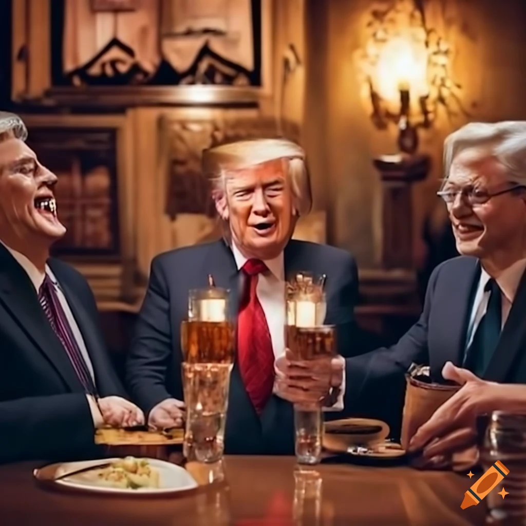 Trump and merrick garland sharing a laugh over dinner in a cozy pub on ...