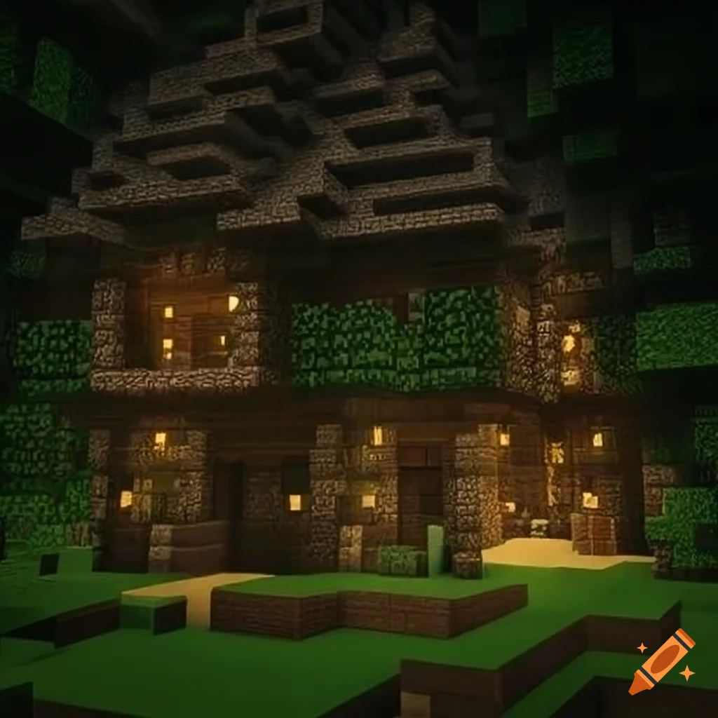 Ancient jungle house in minecraft style on Craiyon