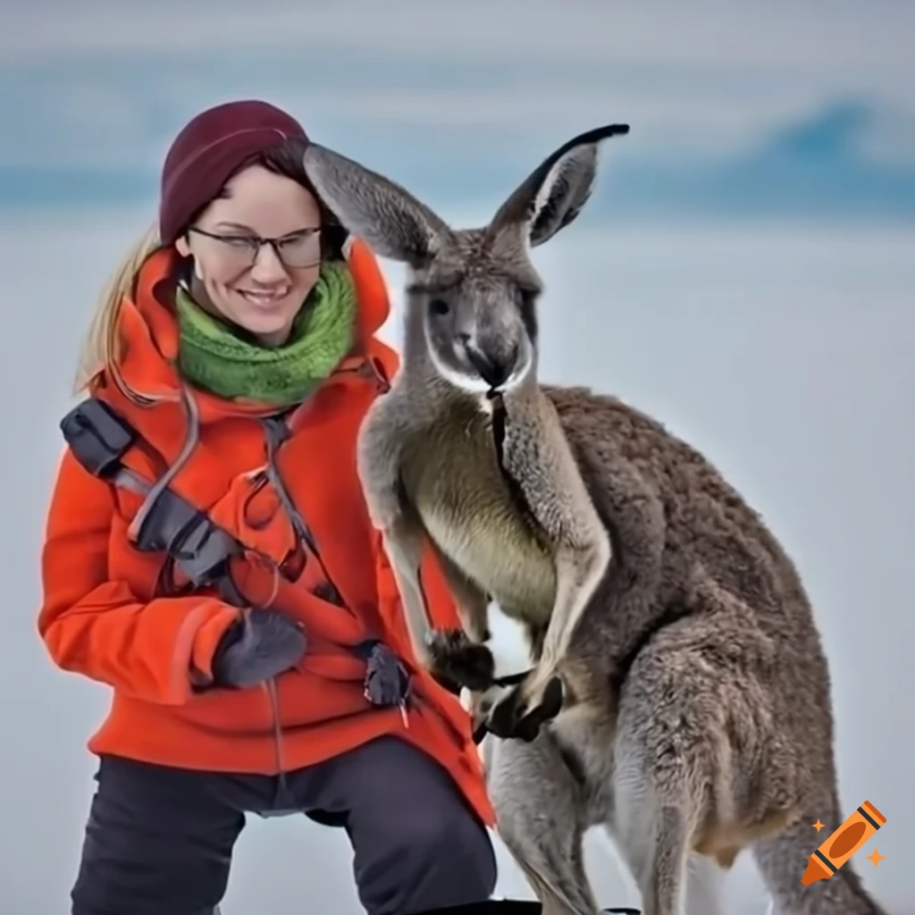 Human husband, wife, and pet kangaroo smiling on an arctic cruise on ...