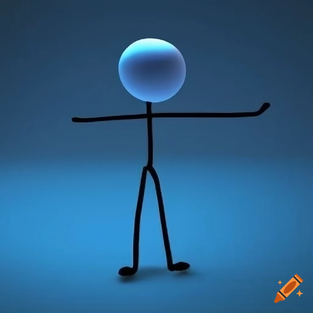 Simple and abstract stickman standing with arms outstretched on Craiyon