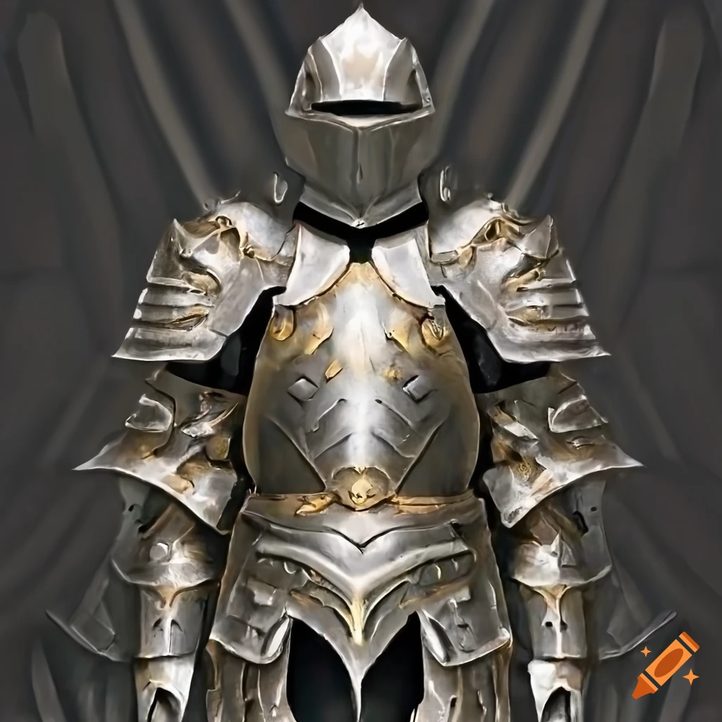 Shiny steel magic fantasy master armor, front view on Craiyon