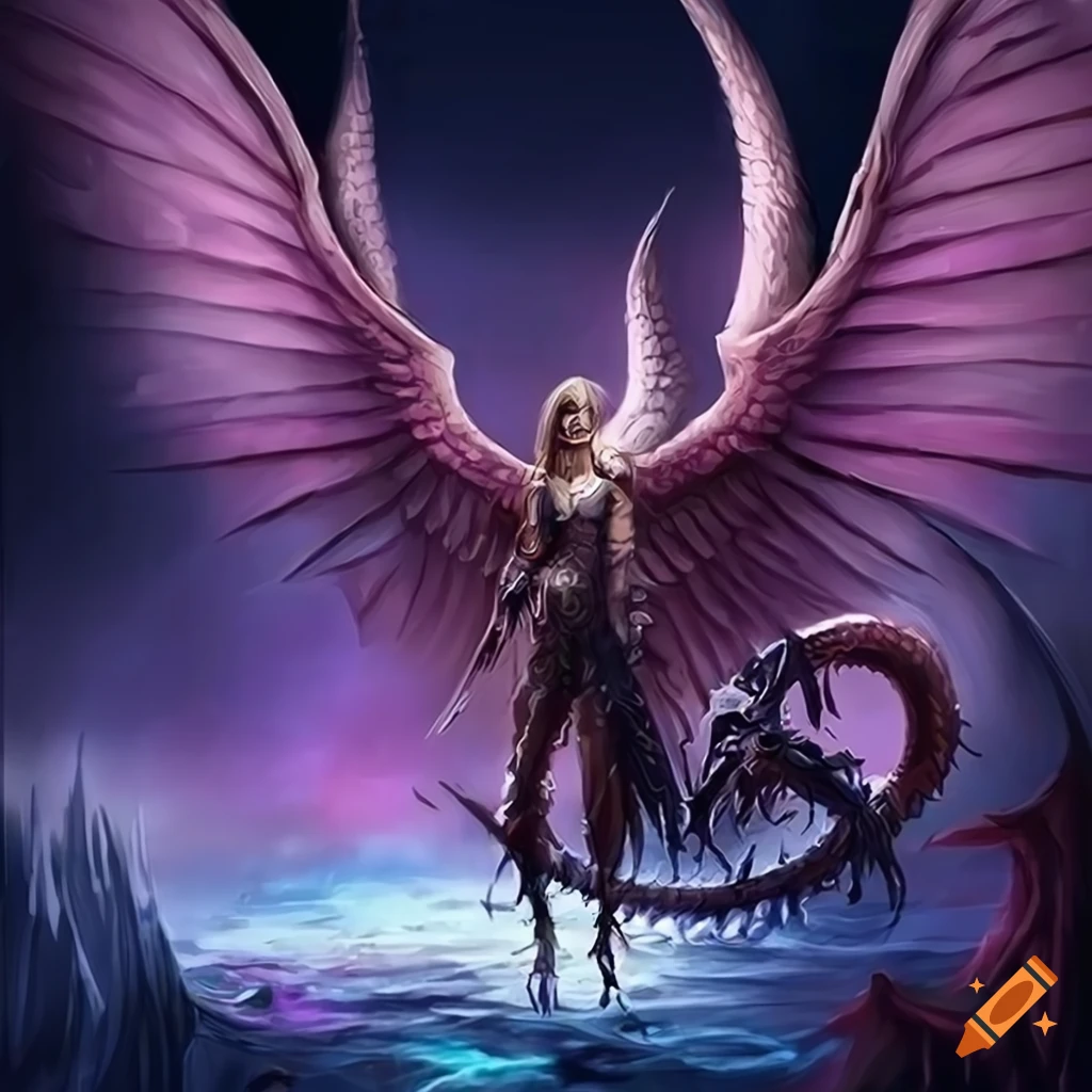 Dragon angel in a fantasy art on Craiyon