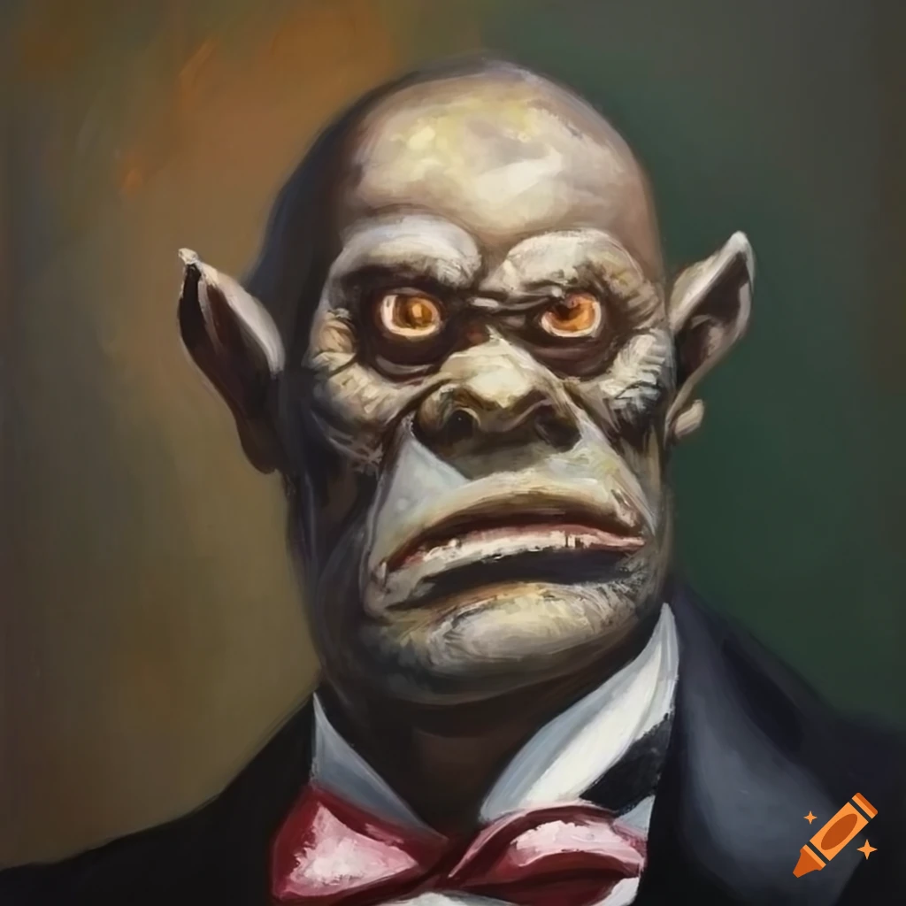 Cyclops monster in a tuxedo portrait, oil painting on Craiyon
