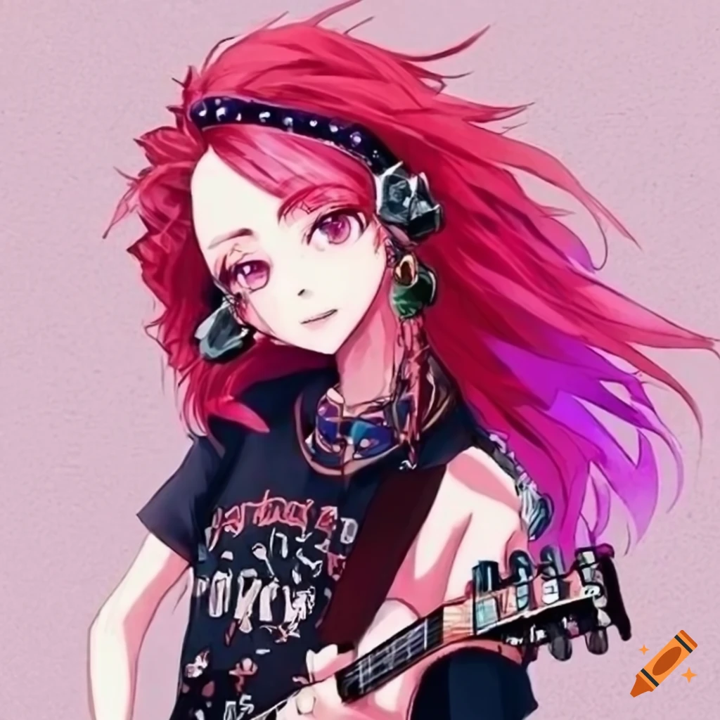 Rock punk anime girl character on Craiyon