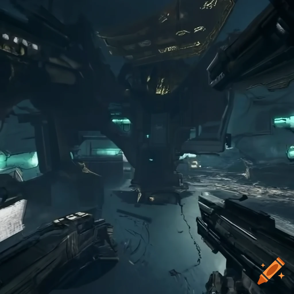 Unsc forces exploring an ancient forerunner city in halo wars art style ...