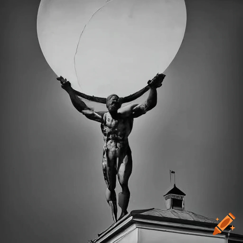 Atlas holding the earth on his shoulders on Craiyon