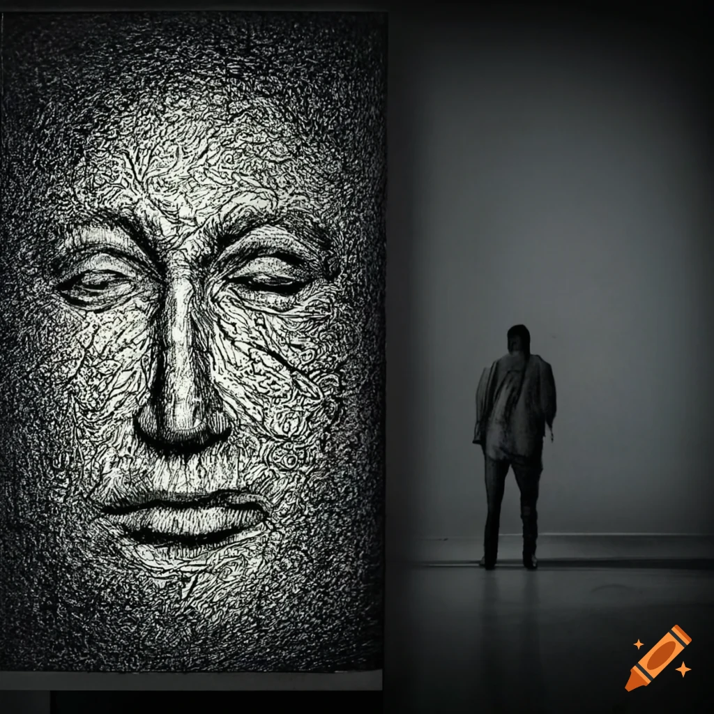 Mysterious etching of a faceless man on Craiyon