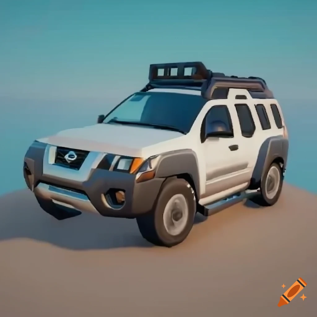 White nissan xterra car featured in fortnite game on Craiyon