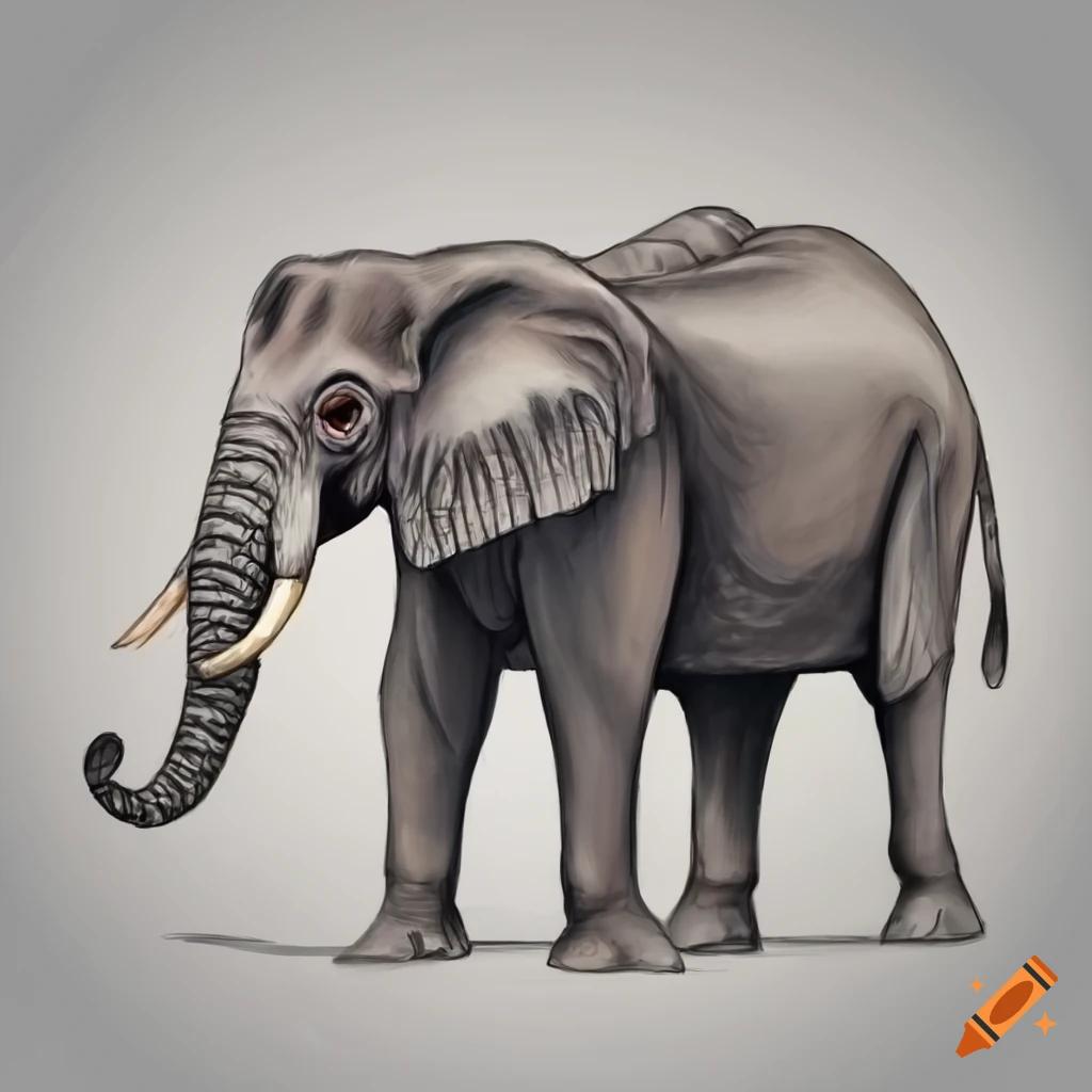 Realistic drawing of an elephant on Craiyon