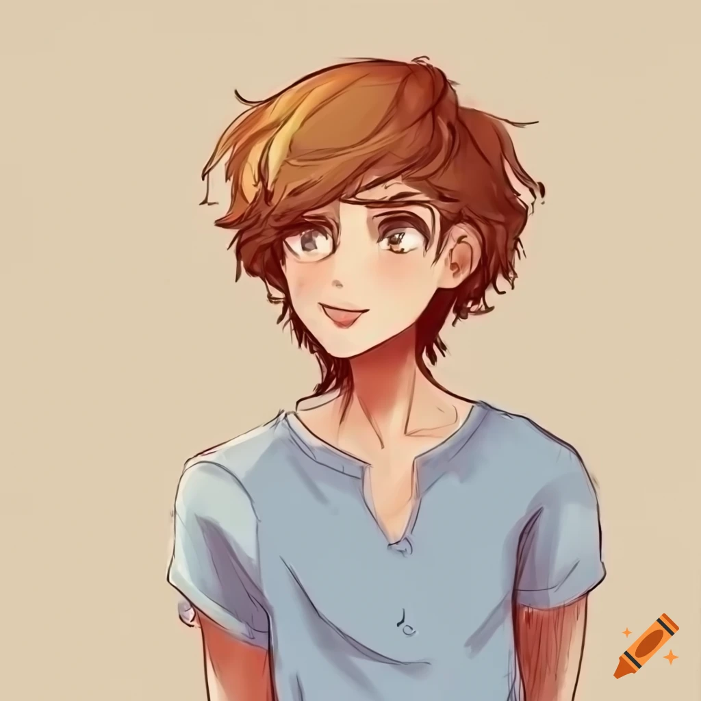 Cute and cheerful popular guy in a 2d drawing on Craiyon