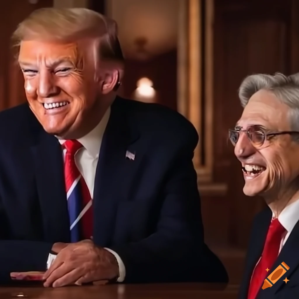 Trump and merrick garland sharing a laugh over dinner in a cozy pub on ...