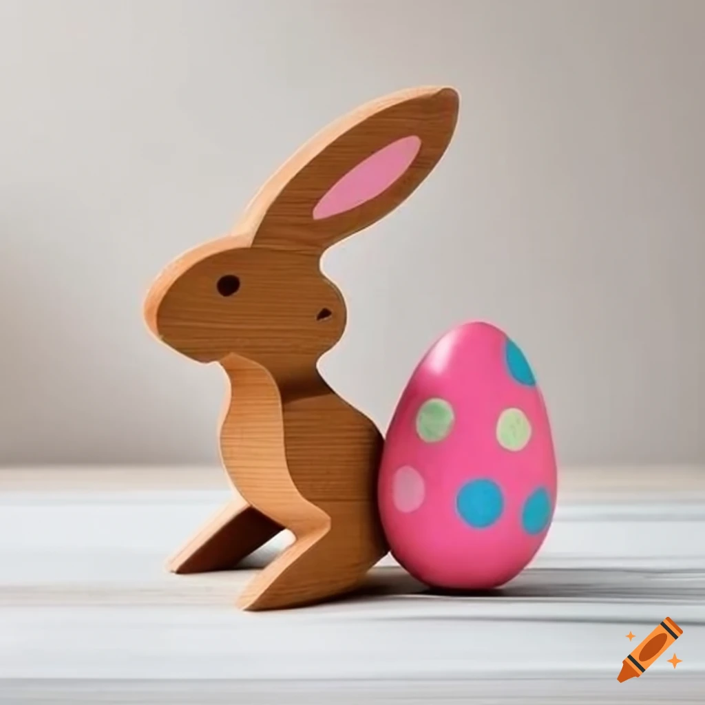 Wooden easter bunny with eggs on Craiyon