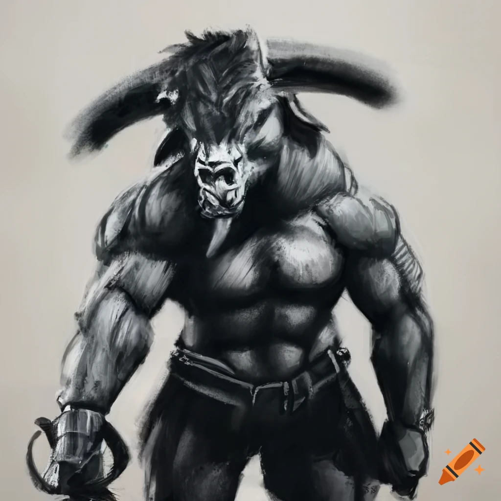 Minotaur child in simon bisley art style on Craiyon