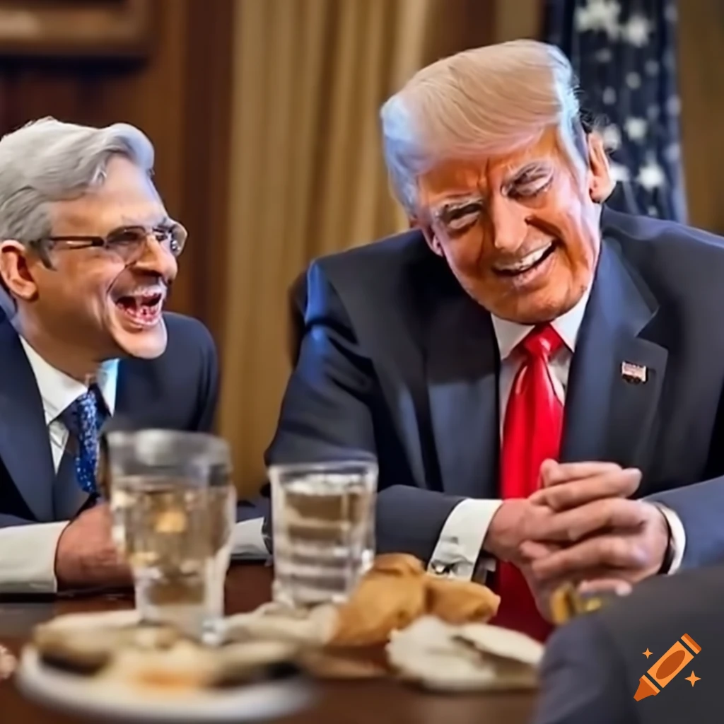 Trump, merrick garland, and clarence thomas laughing over dinner in a ...