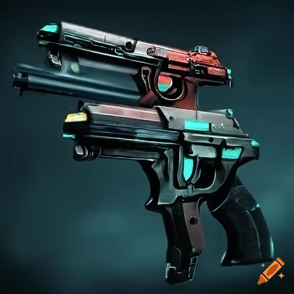 Futuristic pistol cybernetics technology on Craiyon
